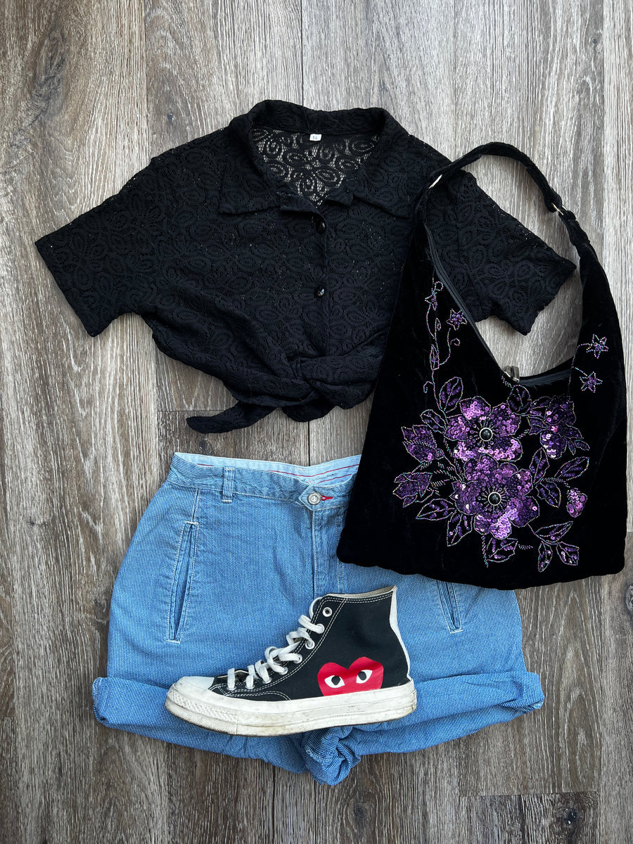 Black lacy top – My Cuppa Tea Vintage